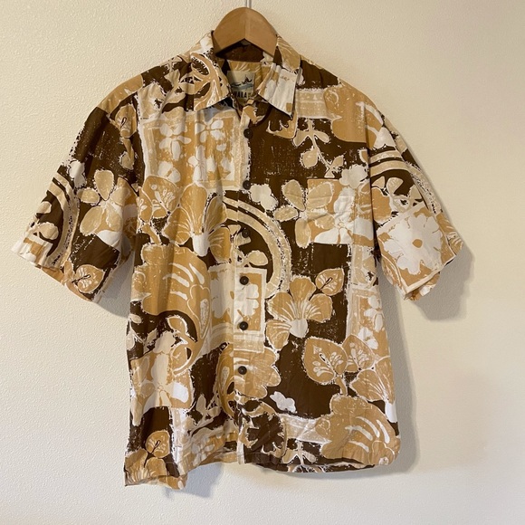 Kahala | Shirts | Kahala Aloha Hawaiian Shirt Button Down Brown Tan ...
